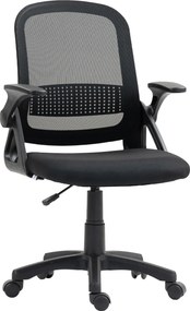 HOMCOM ergonomická síťovaná kancelářská židle se sklopnými područkami, bederní oporou a nastavitelnou výškou — černá