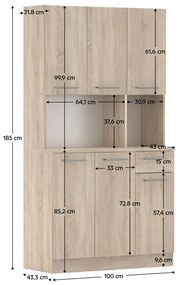 Kondela Šestidveřový kredenc, dub sonoma, PELION NEW