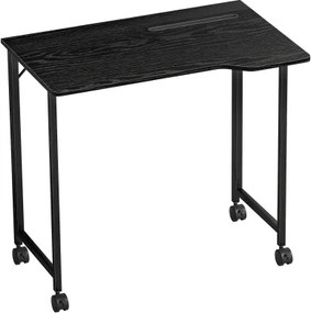 HOMCOM Skládací psací stůl 80 x 52 cm, počítačový stůl na kolečkách s přihrádkou na zařízení, snadná montáž, Černá