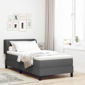 Postel s boxspringem s čelo Tmavě šedá 90 x 200 cm textil 3340067
