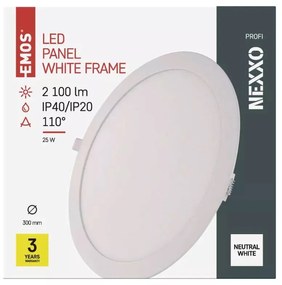 Emos lighting LED zápustný panel NEXXO ø30cm, 25W, kulatý, bílý Barva: Bílá, Chromatičnost: 4000K