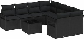 Set pohovek 9 ks 8-Počet míst Černá polyratan 3354992
