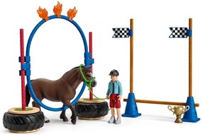 Set figurek a příslušenství schleich závod v agility pro poníky 42482