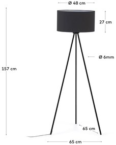 Černá stojací lampa s textilním stínidlem (výška 157 cm) Ikia – Kave Home