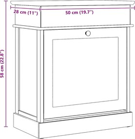 vidaXL Marketos Botník šedý 50 x 28 x 58 cm dřevo pavlovnie