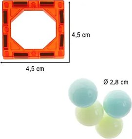 KIK Magnetická kuličková dráha 75 ks / Svítící kuličky / 62 magnetický