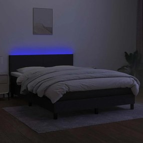 Box spring postel s matrací a LED černá 140x190 cm textil 3132991