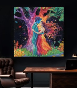 Obraz na plátně - Strom života Milenci kosmo FeelHappy.cz Velikost obrazu: 40 x 40 cm