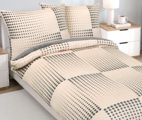 Bellatex Mikroflanelové povlečení 140x200 cm. 70x90 cm Puntík Růžová,Šedá
