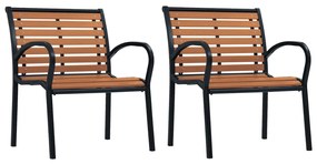Zahradní židle 2 ks ocel a WPC černé a hnědé,  312036