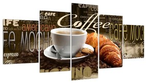 Obraz kávy a croissantů (150x80 cm)
