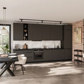 ARIA pe | vysoká skříňka 60 DKS-210 3S1F potravinová | UNI DVÍŘKA | 60 cm | PREMIUM BOX | černá/šedá grafit