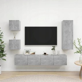 Fionshop 263579926 5dílný set Tv skříněk betonově šedý kompozitní dřevo