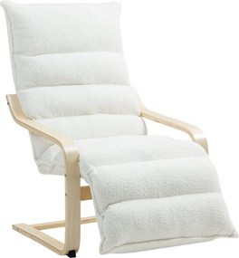 HOMCOM Relaxační Křeslo, Polstrované Lounge Křeslo s Nastavitelným Opěrkou Nohou, Sherpa Fleece pro Obývací Pokoj, Houpací Křeslo s Opěrkami, Čtecí Kř