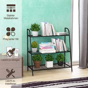 Costway Polička na rostliny 3-Tier kovový stojan na rostliny – 81 × 35 × 82 cm