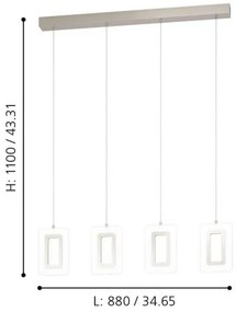 Eglo 99107 - LED Lustr na lanku ENALURI 4xLED/5,4W/230V