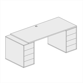 Kancelářský psací stůl s úložným prostorem BLOCK B03, 180x80 cm, bílá/grafit