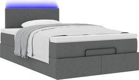 Osmanská postel s matrací &amp; LED tmavě šedá 120x190 cm látka 3312209
