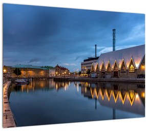 Skleněný obraz vodního kanálu - Göteborg (70x50 cm)