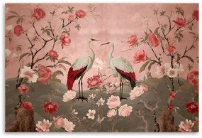 Gario Obraz na plátně Květiny a jeřáby Rozměry: 60 x 40 cm