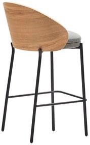 Šedá čalouněná barová židle Kave Home Eamy 65 cm