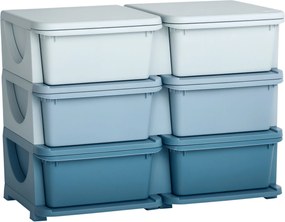 HOMCOM Dětská komoda s úložným prostorem, úložné boxy, organizér na hračky, truhla na hračky, šest úrovní pro dětský pokoj 3-6 let, nábytek pro děti,