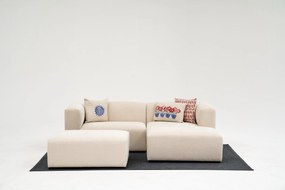 Hanah Home Rohová pohovka LINDEN MINI pravá krémová