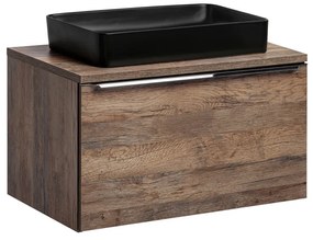 COMAD Závěsná skříňka s umyvadlem - SANTA FE 82-80+89-80 oak, šířka 80 cm, dub santa fe vintage