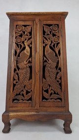 Skříňka dřevěná vyřezávaná PÁV, 100 cm, exotické dřevo