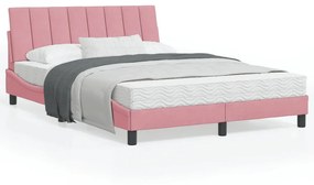 vidaXL Rám postele s LED osvětlením růžový 120 x 200 cm samet