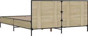 Rám postele dub sonoma 140 x 190 cm kompozitní dřevo a kov 3280033