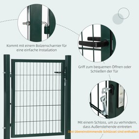 Zahradní branka Zahradní branka Ocelová plotová branka Brána do dvora Klika Zámek a klíče 97 x 150 cm Zelená barva