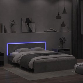 Rám postele s čelem a LED osvětlením betonově šedý 160 x 200 cm 3207598
