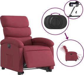 Elektrické zvedací polohovací křeslo vínové textil 3204005