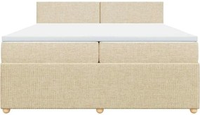 Box spring postel s matrací krémová 200x200 cm textil 3287561