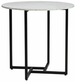 Kulatý jídelní stůl Alto 80 cm bílý mramor/černý