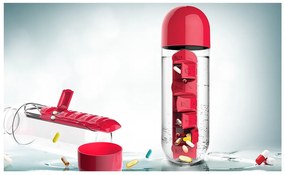 ASOBU multifunkční týdenní dávkovací láhev Pill Organizer červená 600ml
