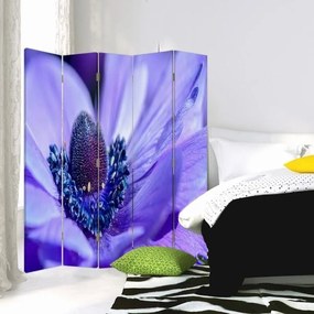 Ozdobný paraván Příroda Květina Fialová - 180x170 cm, pětidílný, obustranný paraván 360°