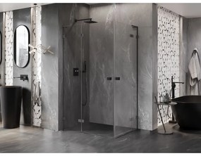 Mexen Lunar L Duo výklopný sprchový kout 120 x 90 cm, 8mm čiré sklo, grafitový profil, 834L-120L-090P-95-00
