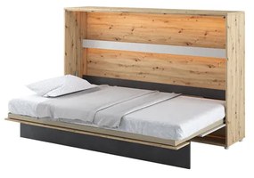 Sklápěcí postel Concept Junior - horizontální, Osvětlení: osvětlení LED, Barva: dub artisan / dub artisan + ocel + silk flou