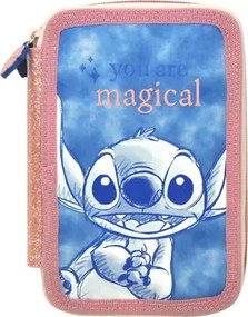 Penál Stitch dvoupatrový / 2 přihrádky / vybavený