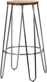 Barová stolička z jilmového dřeva ve stříbrné barvě/v přírodní barvě (výška sedáku 75 cm) District – Premier Housewares