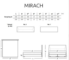 Materasso Manželská postel čalouněná MIRACH - bočnice ROZMĚR: 200 x 200 cm - ATYP