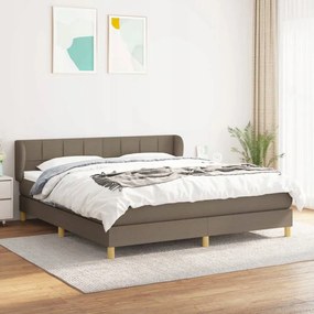 Box Spring Postel S Matrací Textil Taupe Blok se čtverci 160 x 200 cm