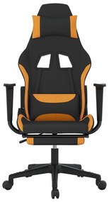 Petromila Masážní herní židle s podnožkou černá a oranžová textil
