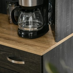 HOMCOM Moderní kuchyňská komoda s bufetem, 6 dveří, 1 zásuvka + Velký pracovní stůl 101L x 39W x 180H cm, černé dřevo