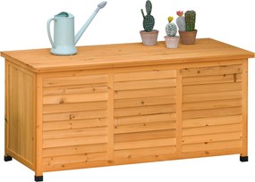 Outsunny zahradní přístřešek na nářadí voděodolný přístřešek z jedlového dřeva odolný velký prostor 127 x 56 x 60 cm žlutý