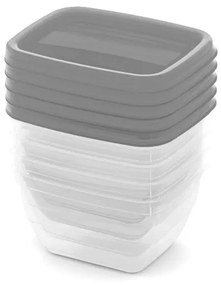 Set 5 kusů plastových boxů s víkem VEDO 0,25 L šedá