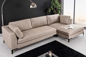 Designová rohová sedačka Sashanique 313 cm taupe samet - pravá