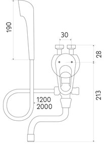 Mereo baterie kombinovaná páková se sprchou pro nízkotl. ohřívače ramínko 18 cm sprcha hadice 1,5m mosaz chrom CBE301026M